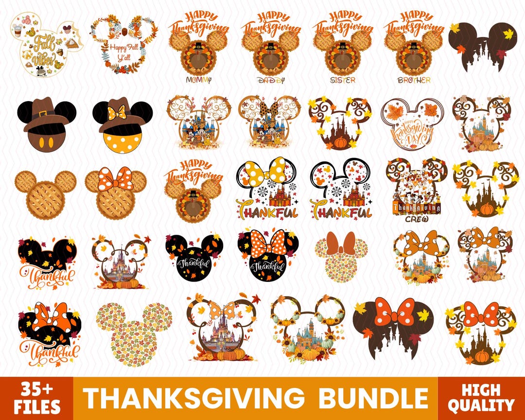 Mouse Head Thanksgiving Png Bundle , Tis the Season, Mouse Pumpkin ...