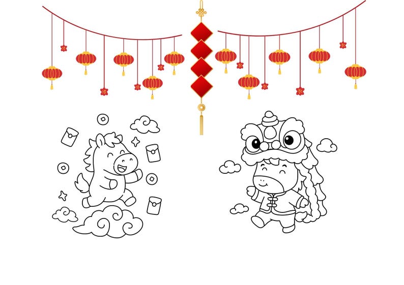 Chinese New Year 2026 Coloring Pages | Year of the Horse Printable ...