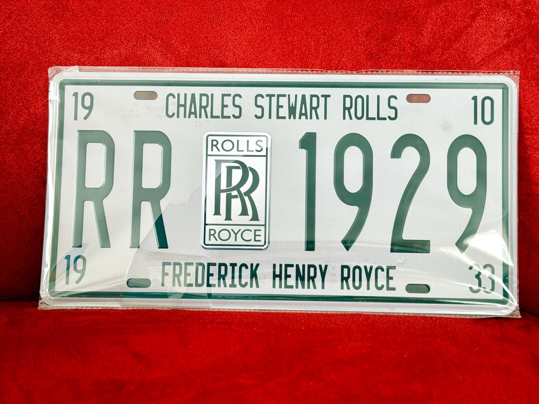 ROLLS ROYCE 1929 Vanity Plate- Frederick Henry Royce- Brand New and ...