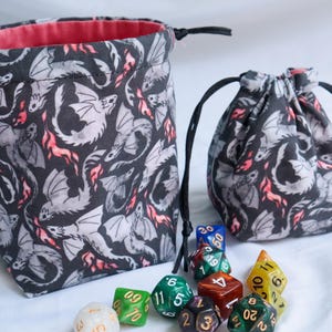 Fire Breathing Dragons Dice Bag, Multiple Sizes | Small Medium and ...