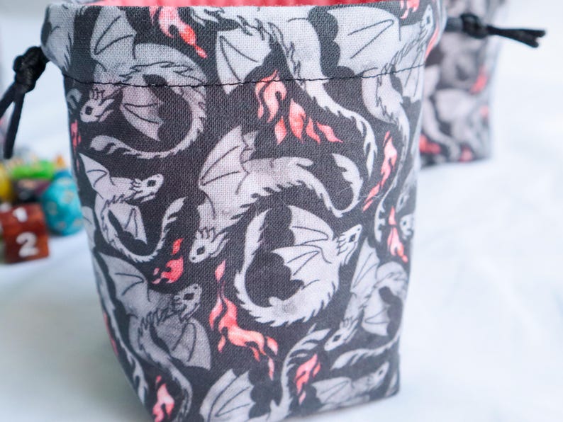 Fire Breathing Dragons Dice Bag, Multiple Sizes | Small Medium and ...