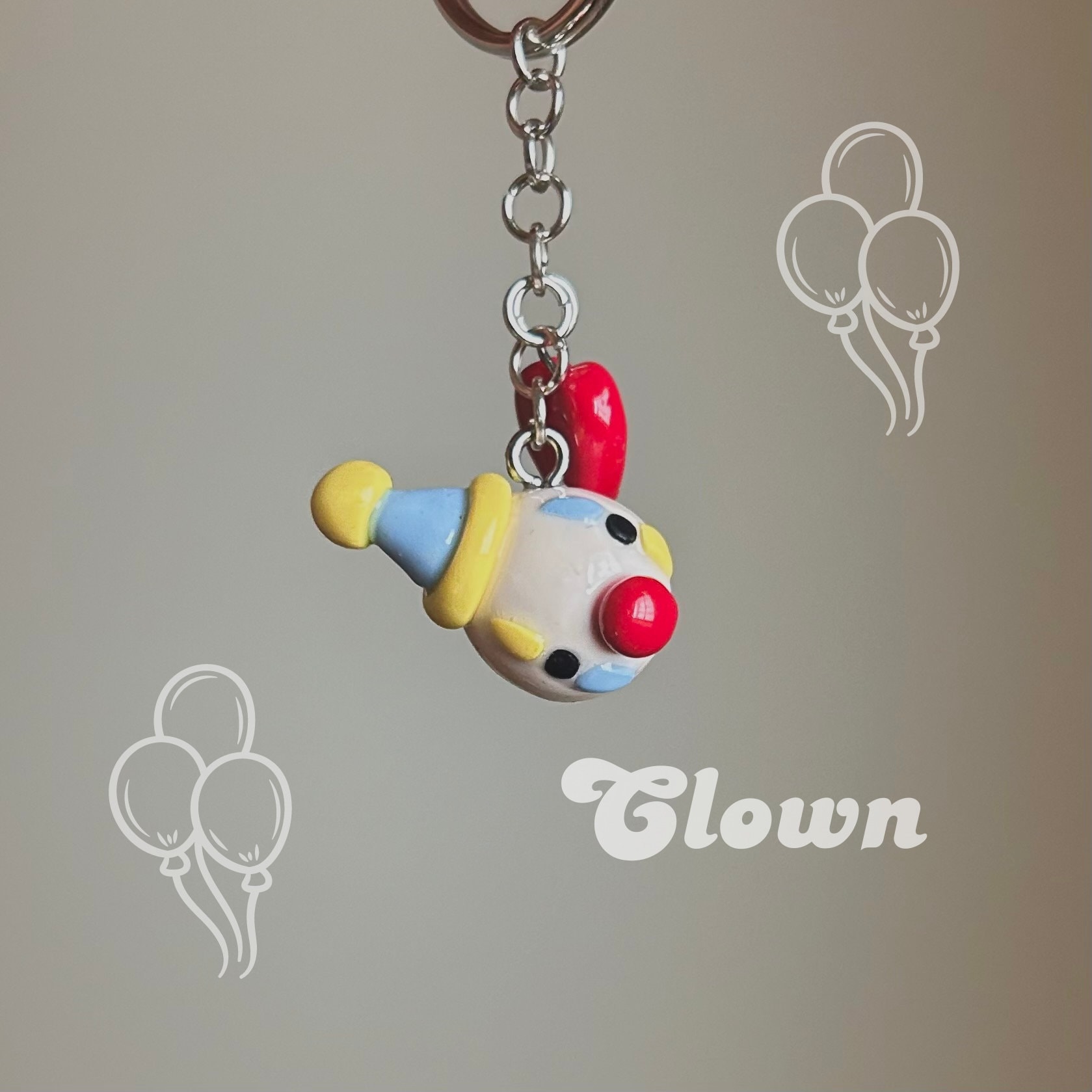 Cute Clown Silly Keychain - Handmade Polymer Clay Charm - Etsy
