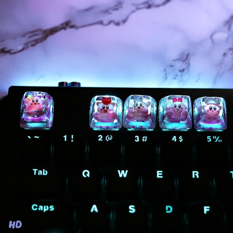 Floating Kirby Resin Collection Handmade Artisan Keycap | Keycap | Cute ...