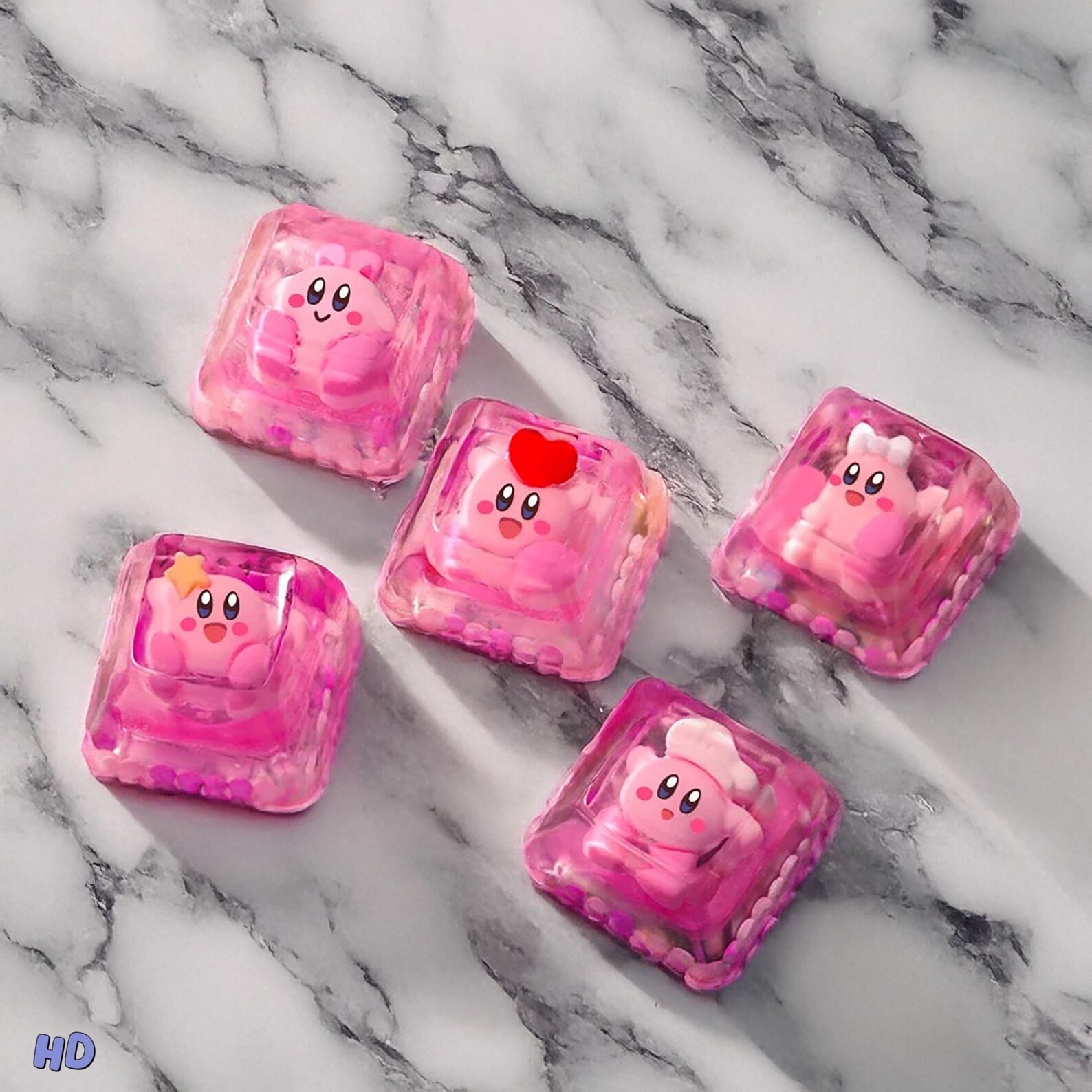 Floating Kirby Resin Collection Handmade Artisan Keycap | Keycap | Cute ...
