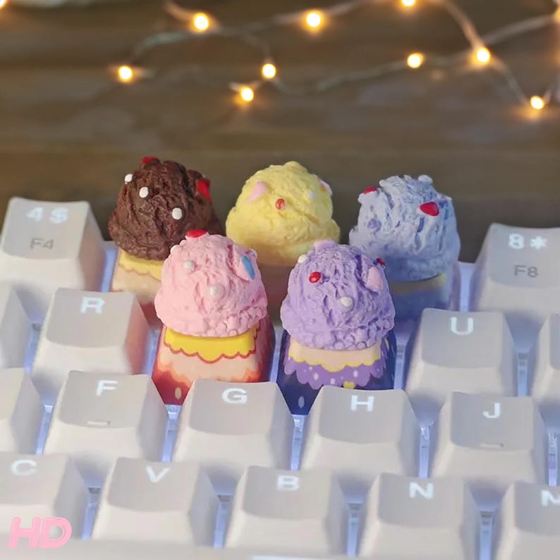 Cute Demure Icecream Scoop Key Cap Collection Handmade Artisan Keycap ...