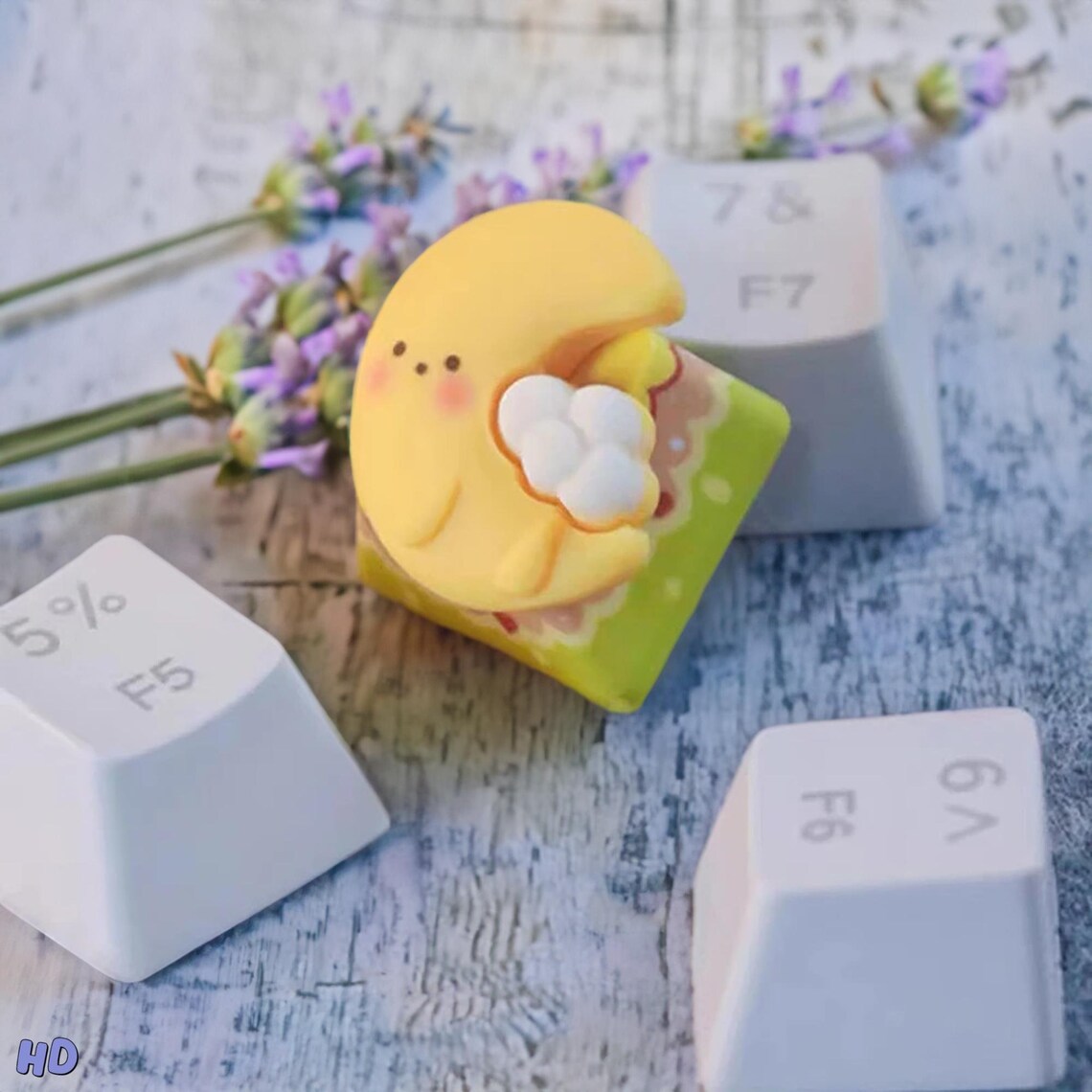 Cute Moon Cloud, Key Cap Handmade Artisan Keycap | Keycap | Cute ...