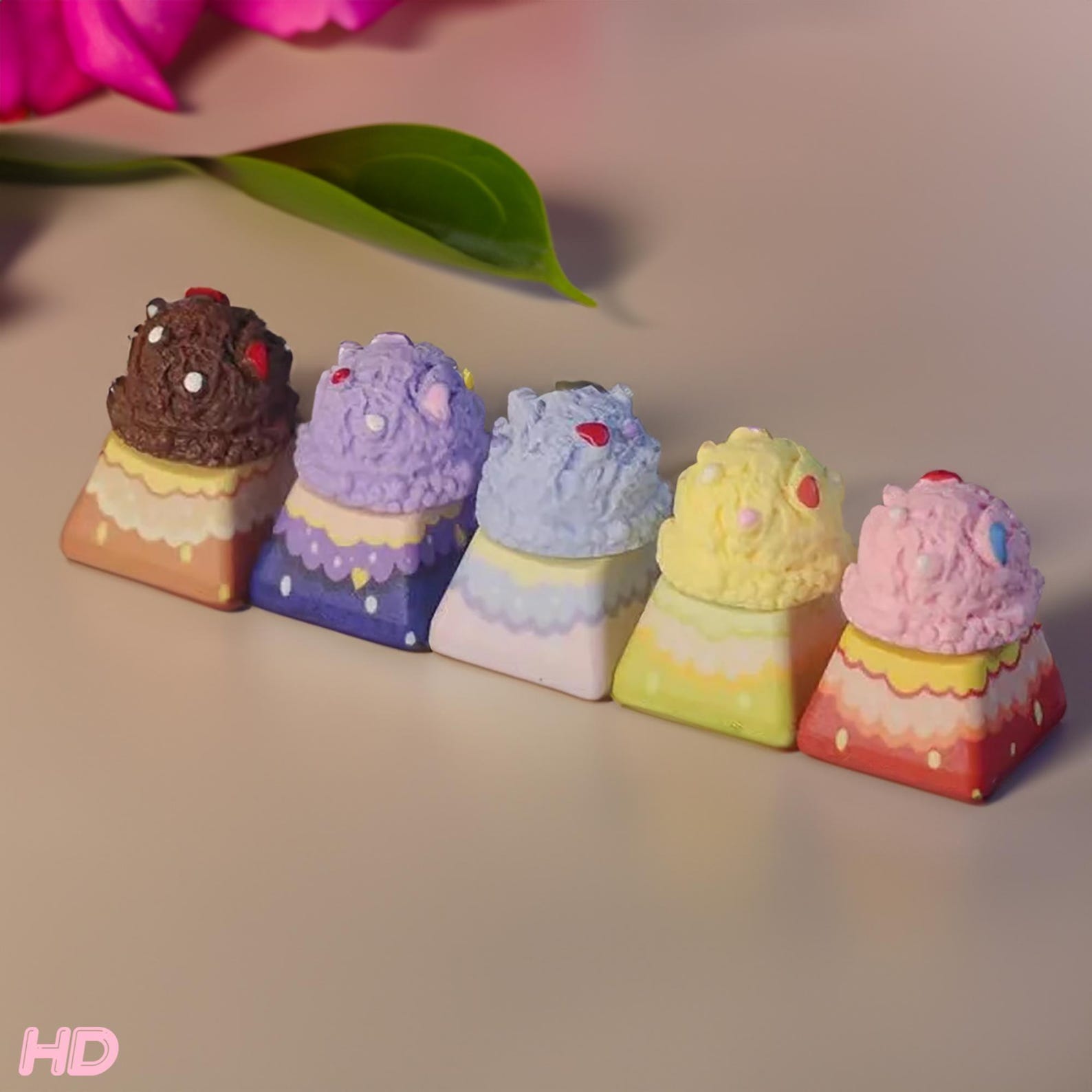 Cute Demure Icecream Scoop Key Cap Collection Handmade Artisan Keycap ...