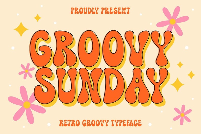 Groovy Retro Font Bundle Collection - Font Bundle, Cricut Font, Font ...