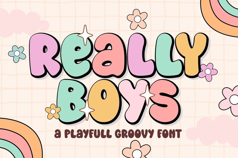 Groovy Retro Font Bundle Collection - Font Bundle, Cricut Font, Font ...