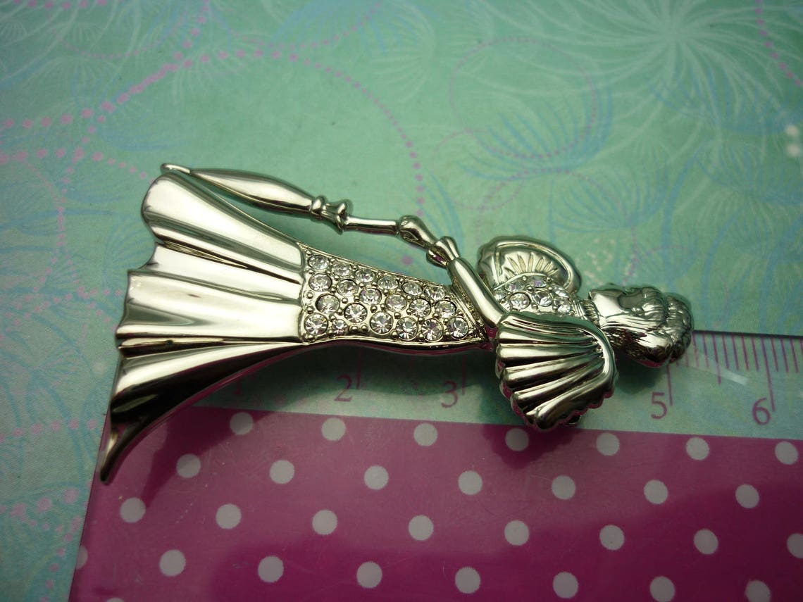 Vintage Lady Brooch Vintage Brooch CZ Crystals Unique - Etsy