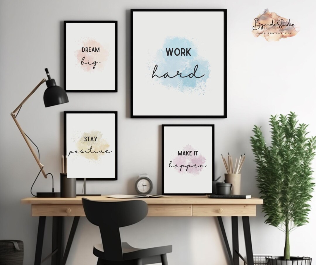 Bundling Set Motivational Wall Art, Inspirational Workplace Art, Work ...