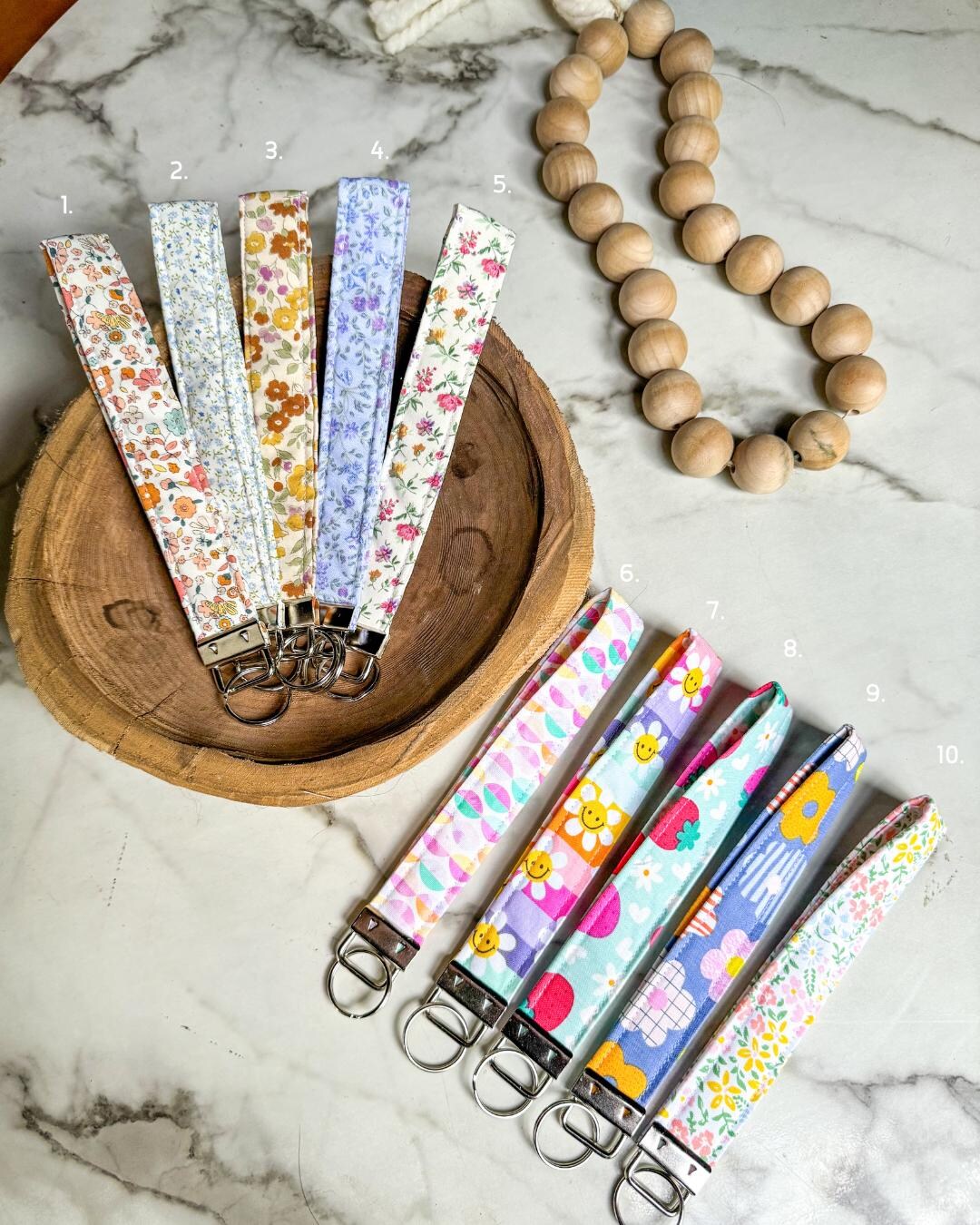 Quilted Key Chain Key Fob Key Ring Floral - Etsy