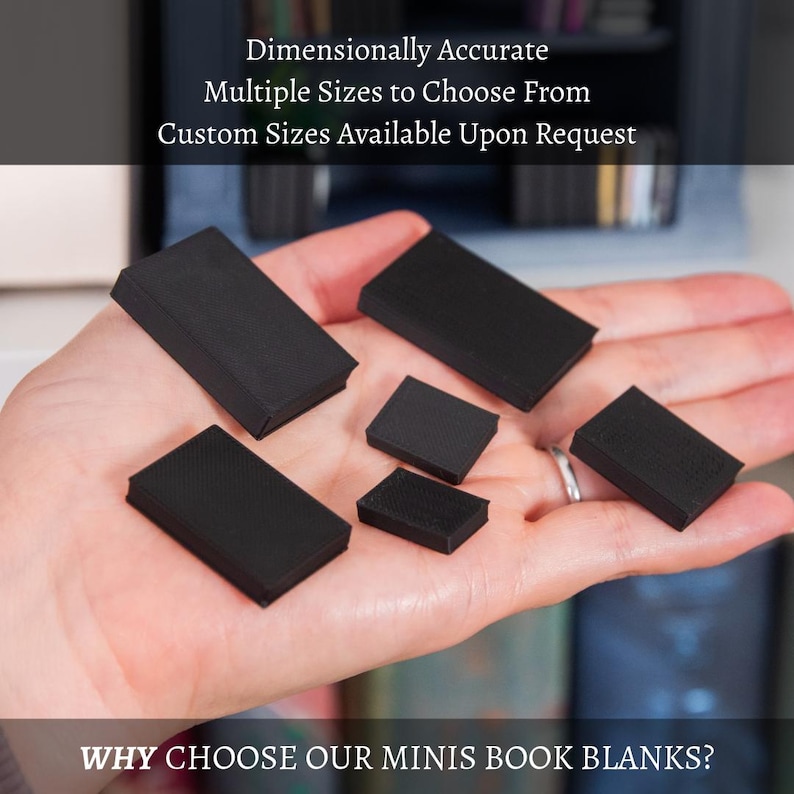 Black Mini Book Blanks 1:12 Scale Miniature 3d Printed Tiny Dollhouse ...
