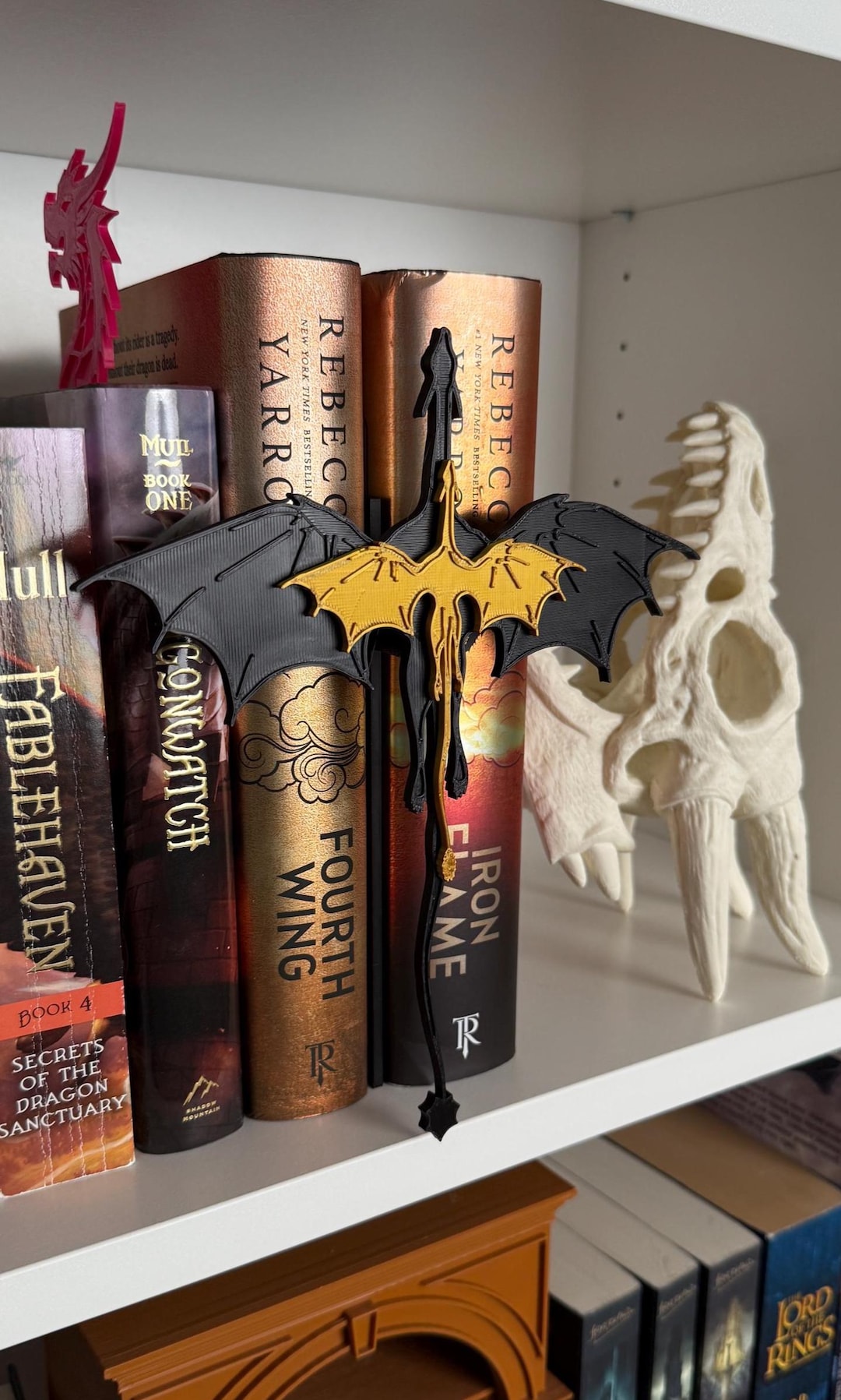 Fourth Wing Dragon Book Insert | Black & Gold PLA Filament - Etsy