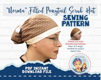 High Bun Ponytail Scrub Cap Sewing Pattern PDF Download to - Etsy