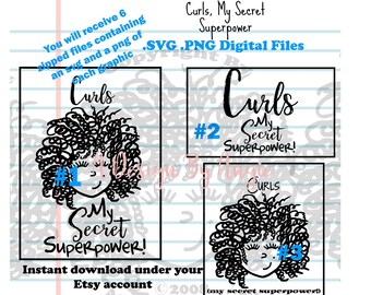 Curly hair svg | Etsy