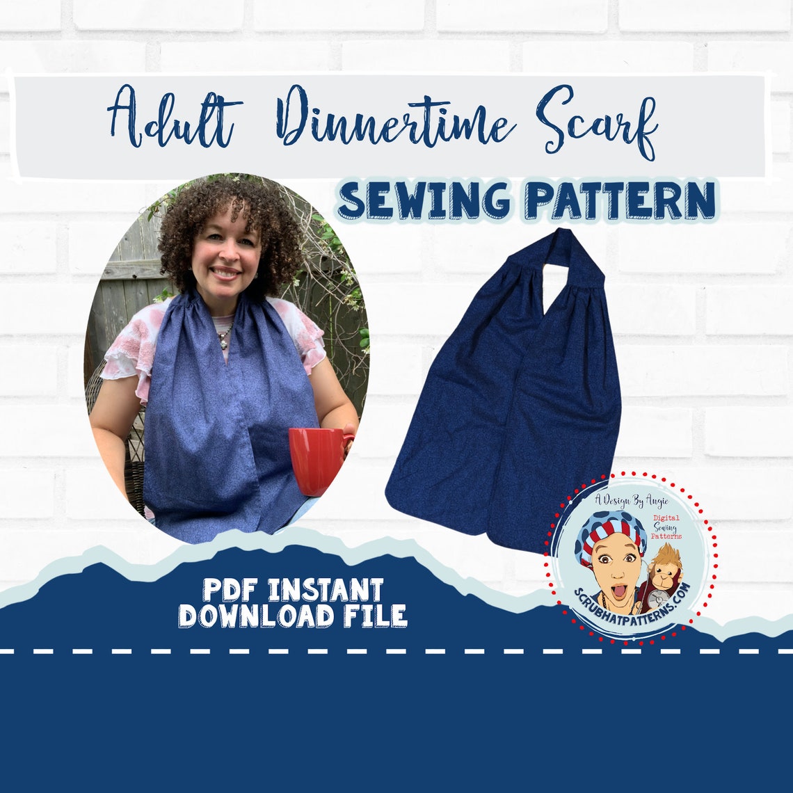 Adult Dignity Bib Dinner Scarf Sewing Pattern Pdf Download for - Etsy