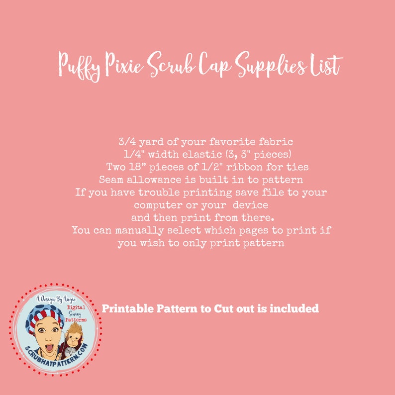 Scrub Cap Sewing Pattern Tutorial PDF Puffy Pixie Drawstring - Etsy
