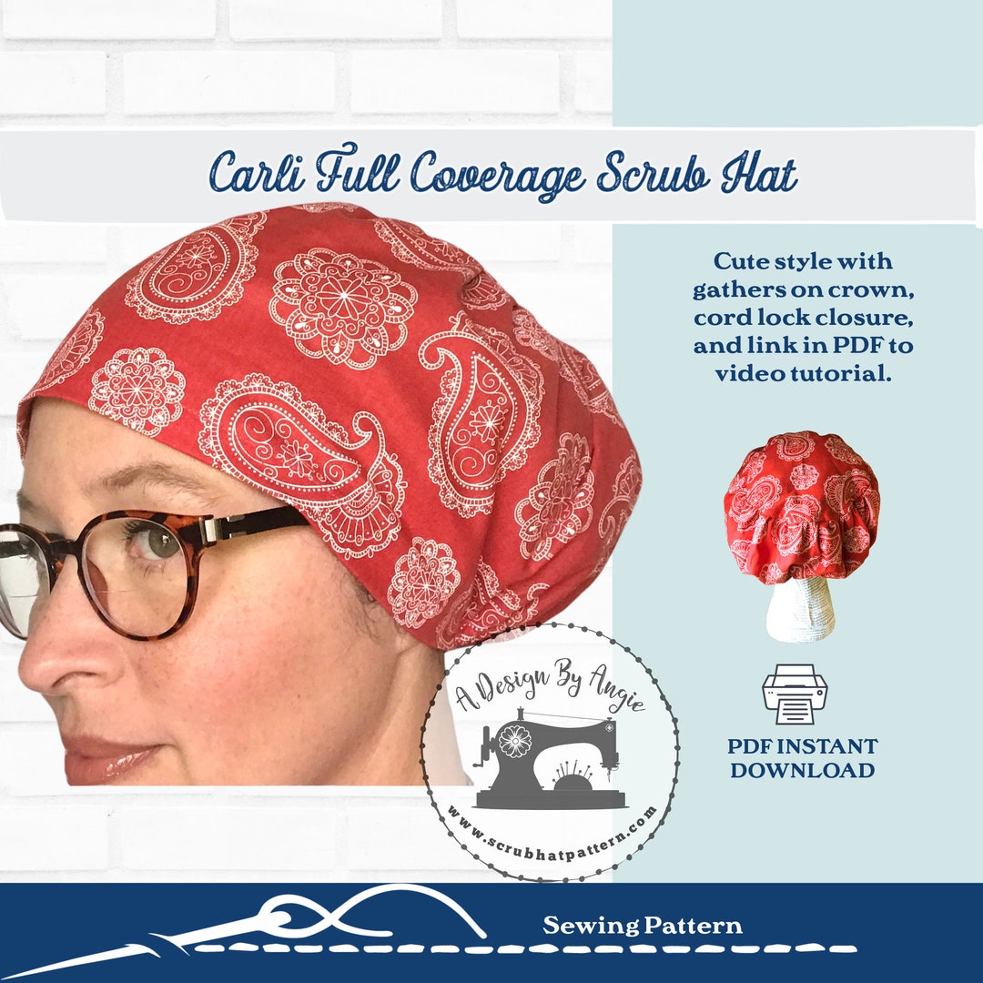 Woman Scrub Cap Sewing Pattern With Video Carli PDF Instant Download ...