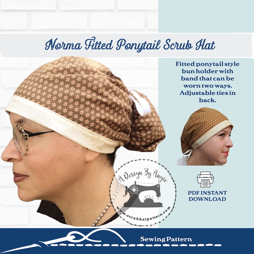 Ponytail Scrub Cap SEWING PATTERN PDF - Ponytail Surgical Cap - Womens ...