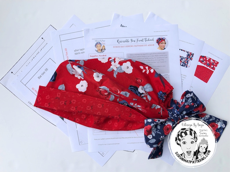 Scrub Hat Sewing Pattern DIY Reversible Lined Surgical Scrub Cap ...