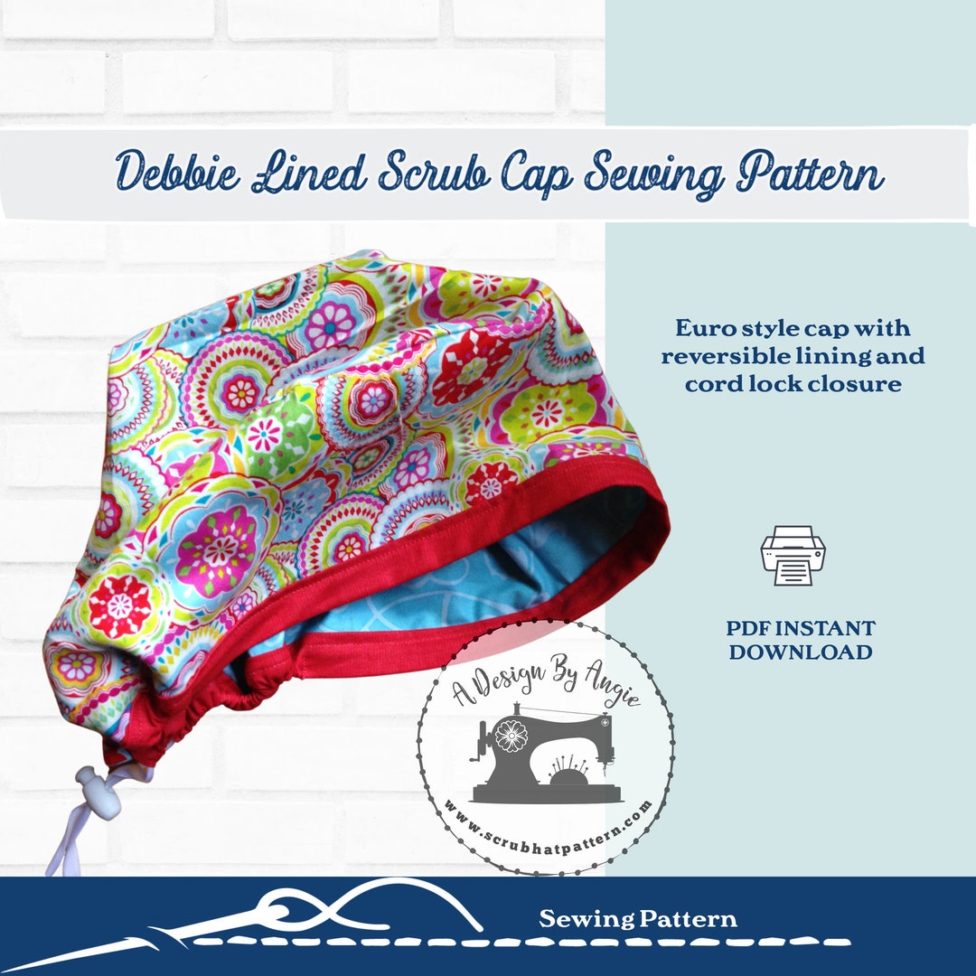 Scrub Hat Sewing Pattern Tutorial Reversible Fully Lined Surgical Scrub ...