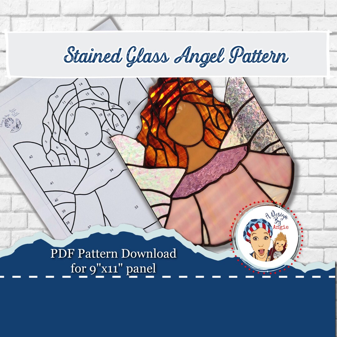 Stained Glass Angel Panel Pattern PDF Suncatcher Digital Download Curly ...