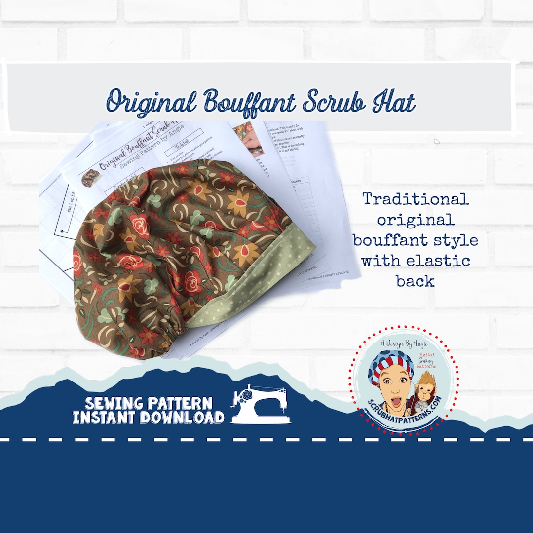 Bouffant Scrub Cap Sewing Pattern DIY Surgical Nurse Scrub Hat ...