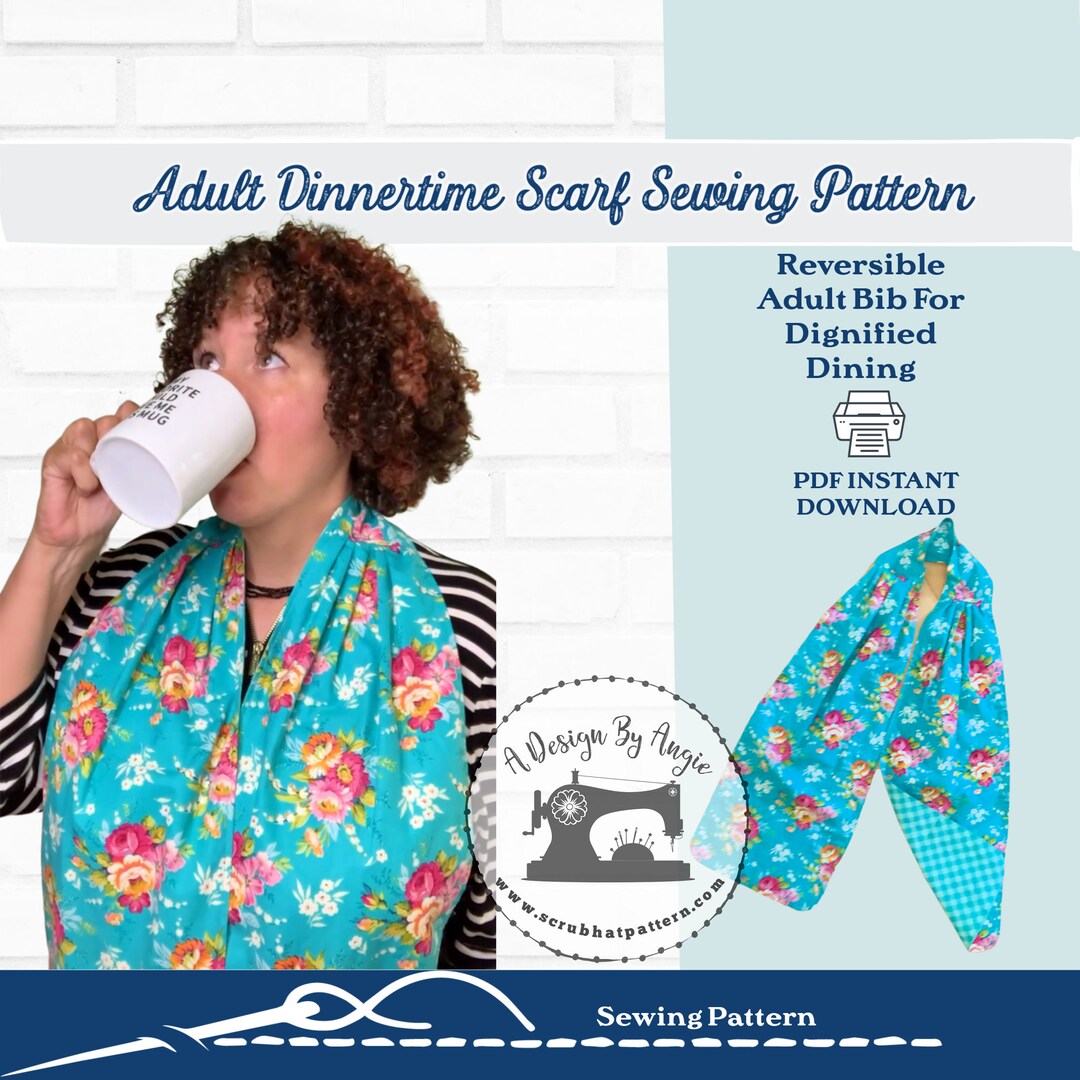 Adult Bib Sewing Pattern Dinner Scarf Pdf DOWNLOAD for Dining AO Copy ...