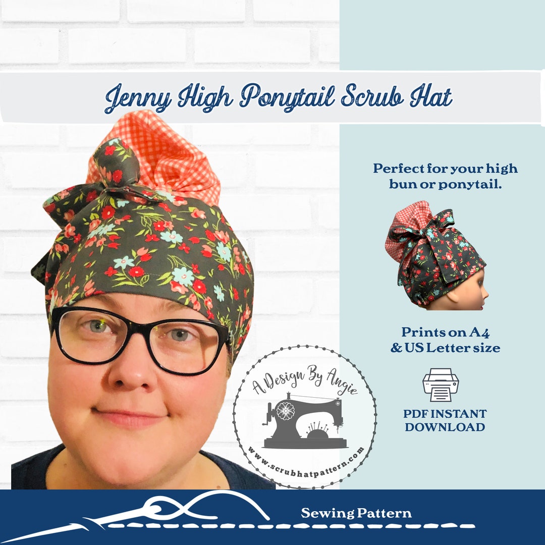 High Bun Ponytail Scrub Cap Sewing Pattern PDF DOWNLOAD to Make ...