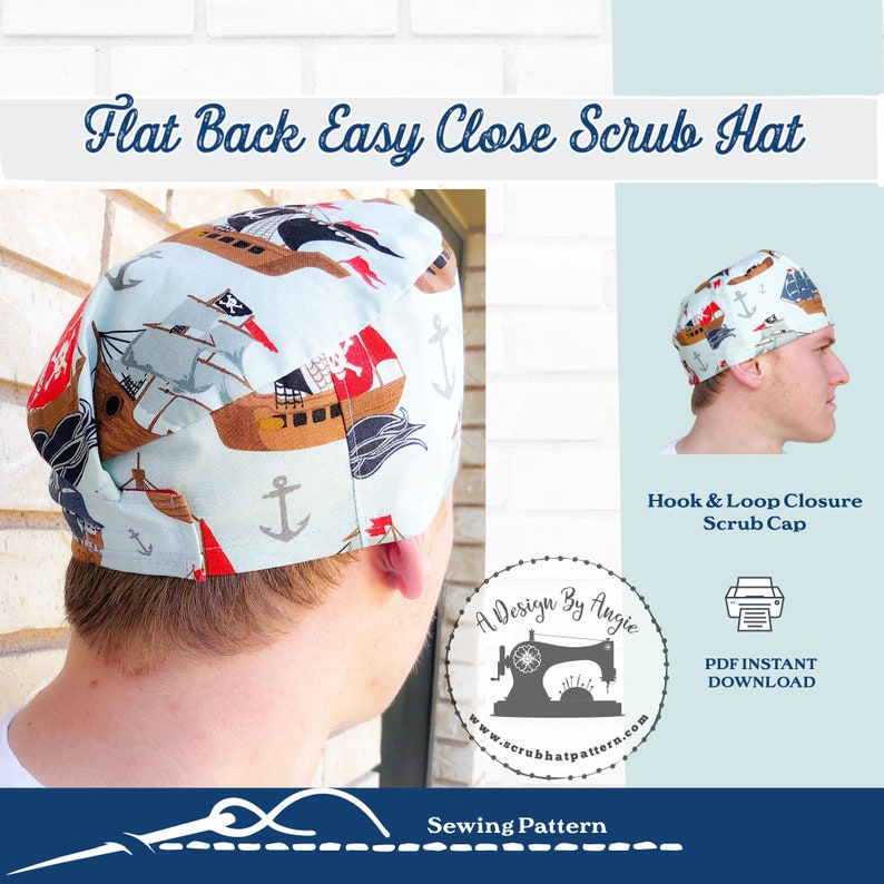 Surgical Cap Sewing Pattern Tutorial Hook and Loop Closure Unisex ...