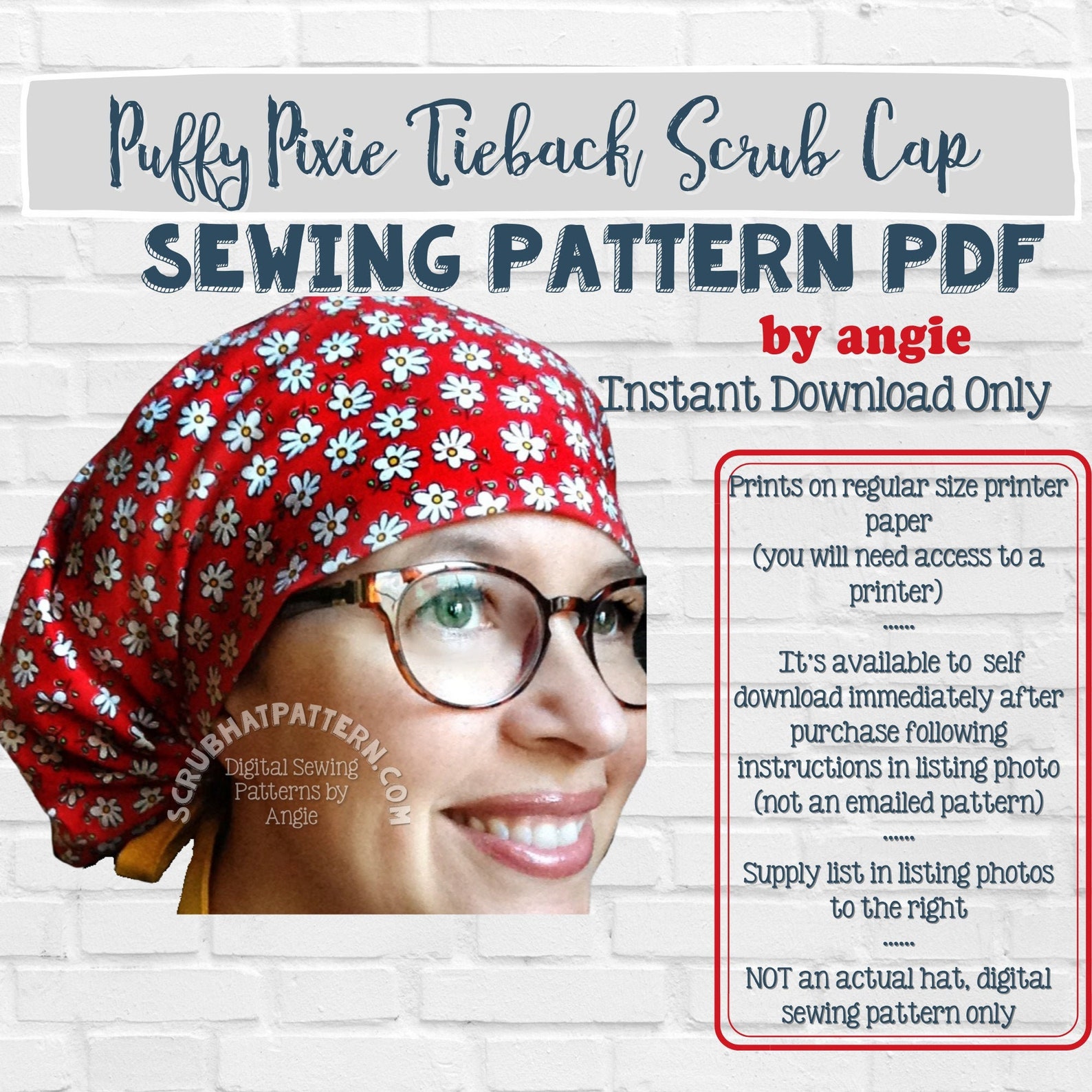 Scrub Cap Sewing Pattern Tutorial PDF Puffy Pixie Drawstring - Etsy