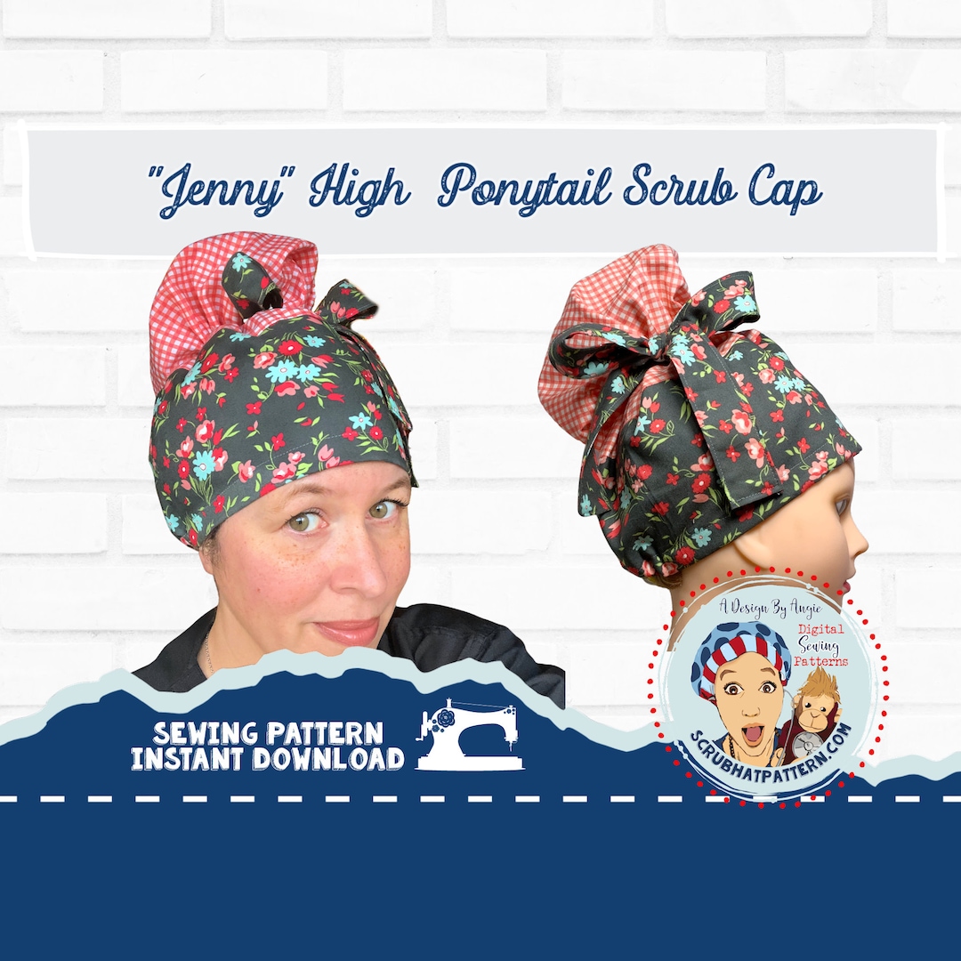 High Bun Ponytail Scrub Cap Sewing Pattern PDF Download to Make ...
