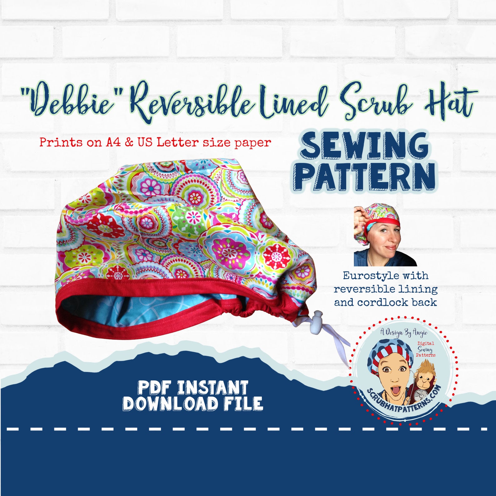 Scrub Hat Sewing Pattern Tutorial Reversible Fully Lined - Etsy Canada