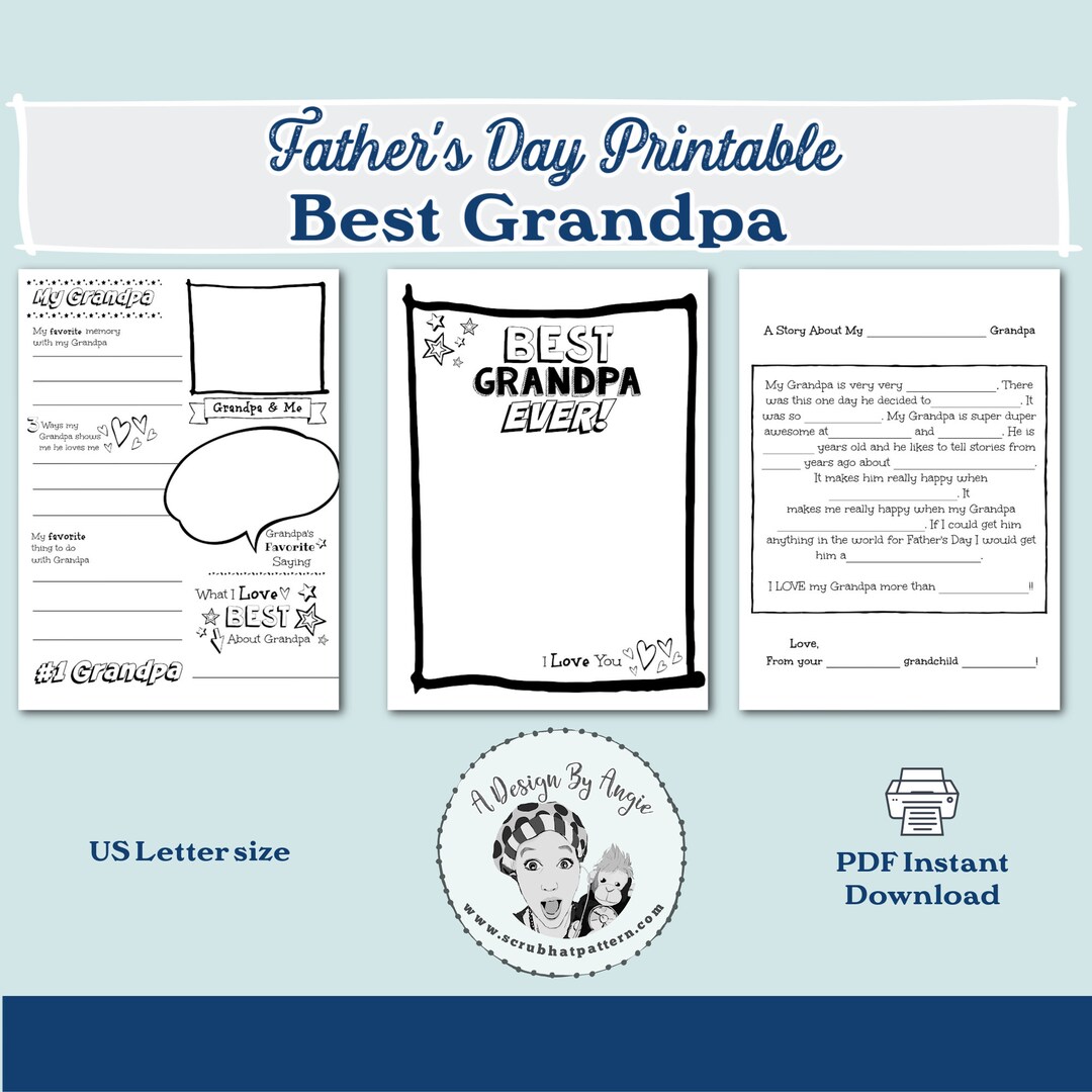 Grandpa Father's Day Printable Ad Lib Story PDF About Grandpa and Best ...