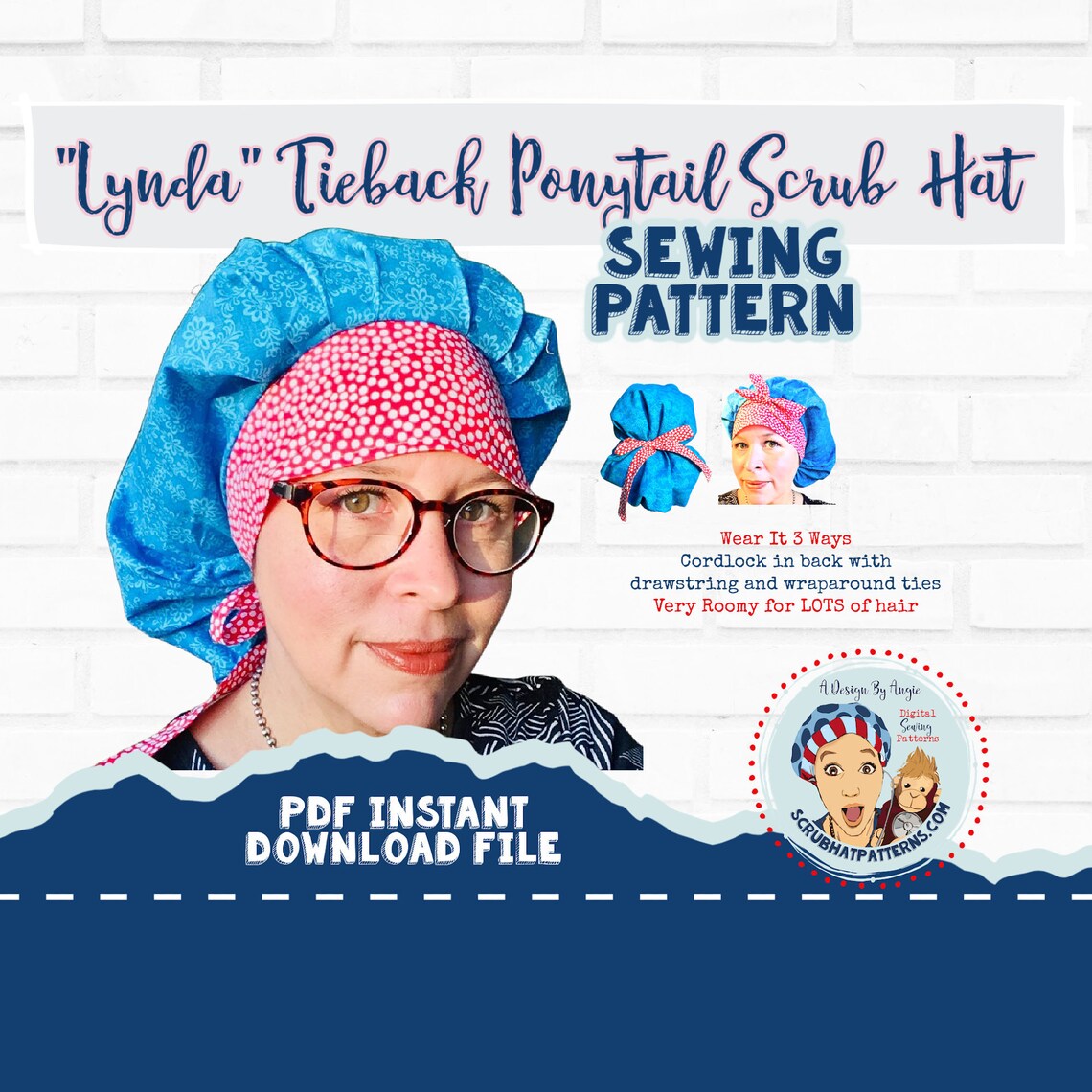 Ponytail Scrub Cap Pattern W/cordlock PDF Download - Etsy