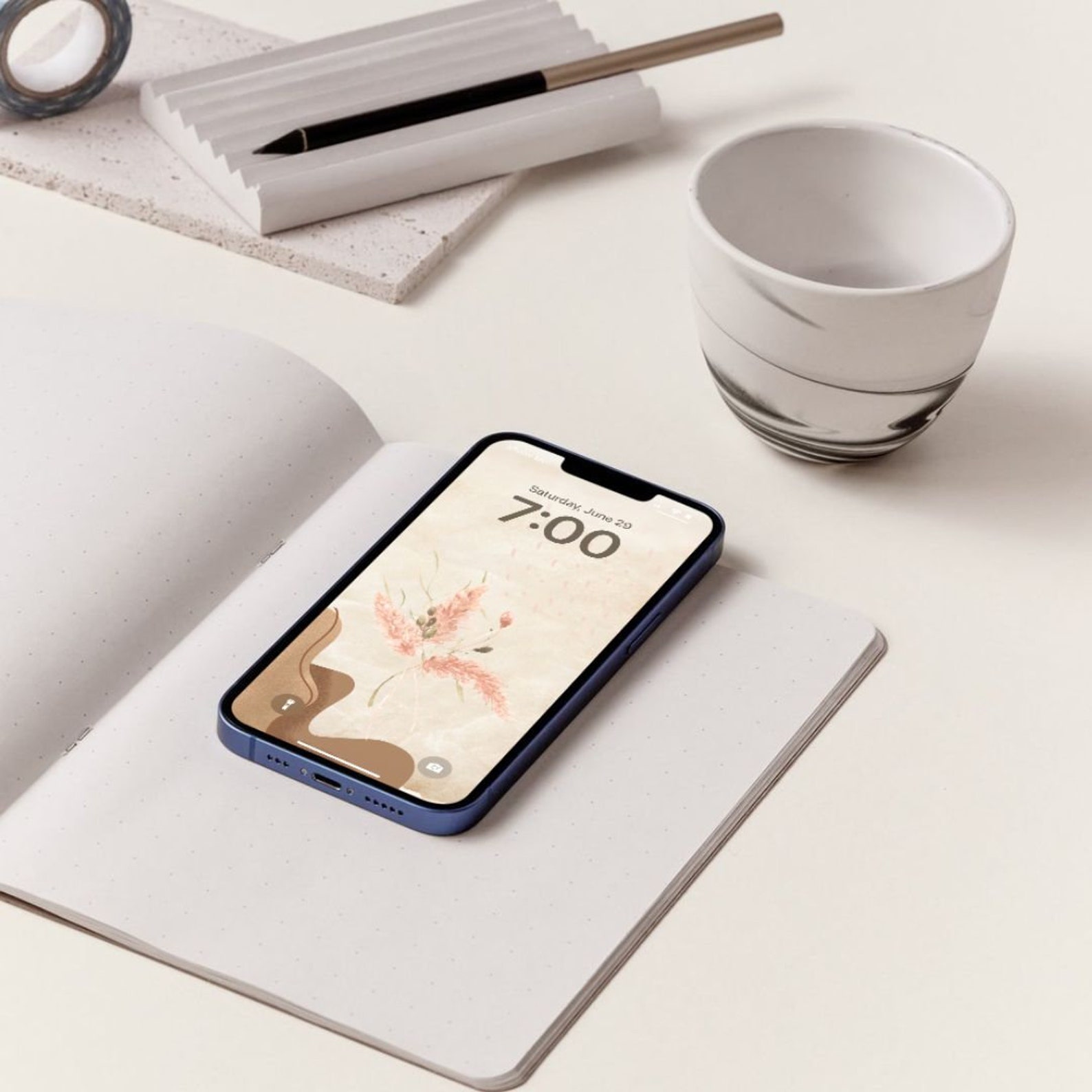 Boho Aesthetic Phone Wallpaper, Brown and Pink Background, Boho ...