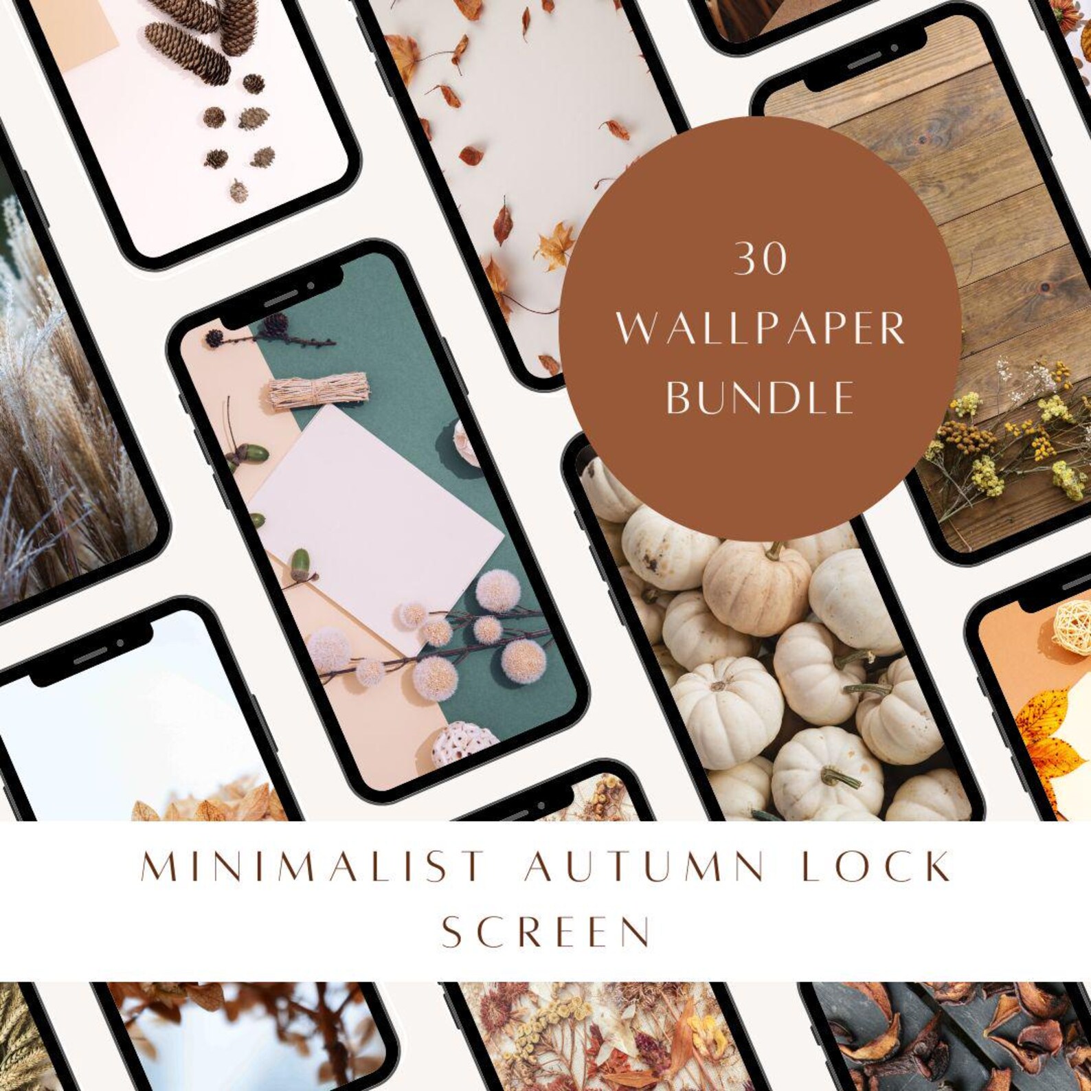 Minimalist Fall Wallpaper Bundle, Autumn Aesthetic Lock Screen, Fall ...