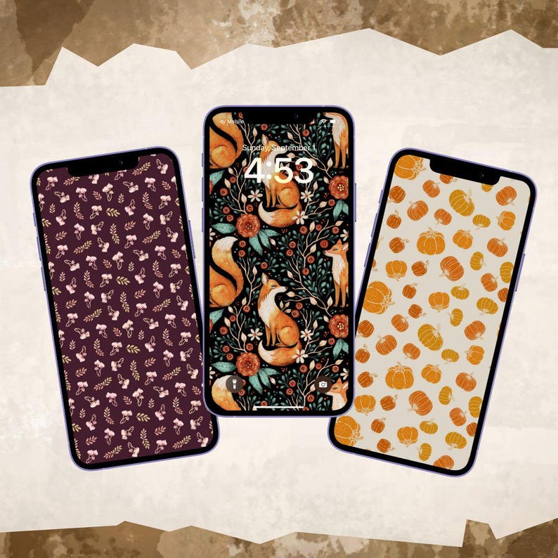 Fall Themed Smartphone Wallpapers, Vintage Patterns, Fall Aesthetic ...
