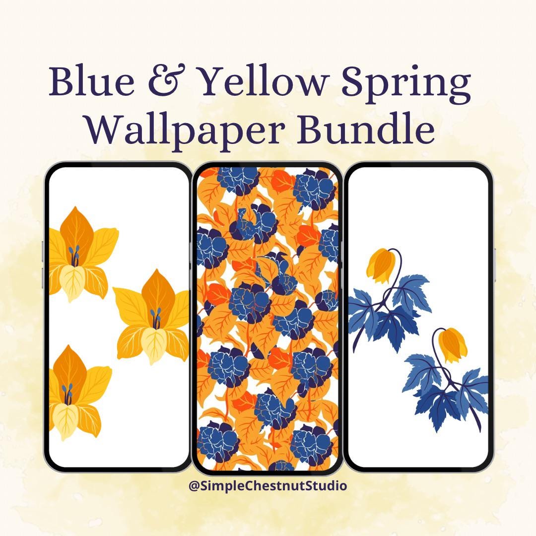 Spring Wallpaper Bundle for Smartphone, Blue Background, Yellow ...