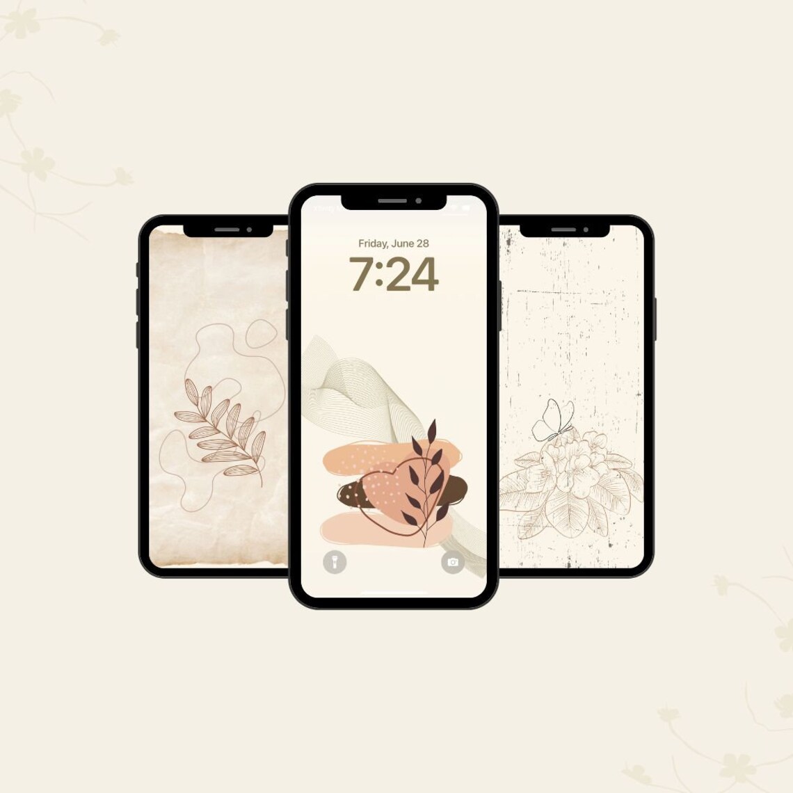 Boho Aesthetic Phone Wallpaper, Brown and Pink Background, Boho ...