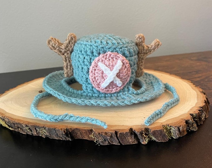 One Piece Anime Handmade Crochet Hat Tony Chopper Blue & Pink Hat ...