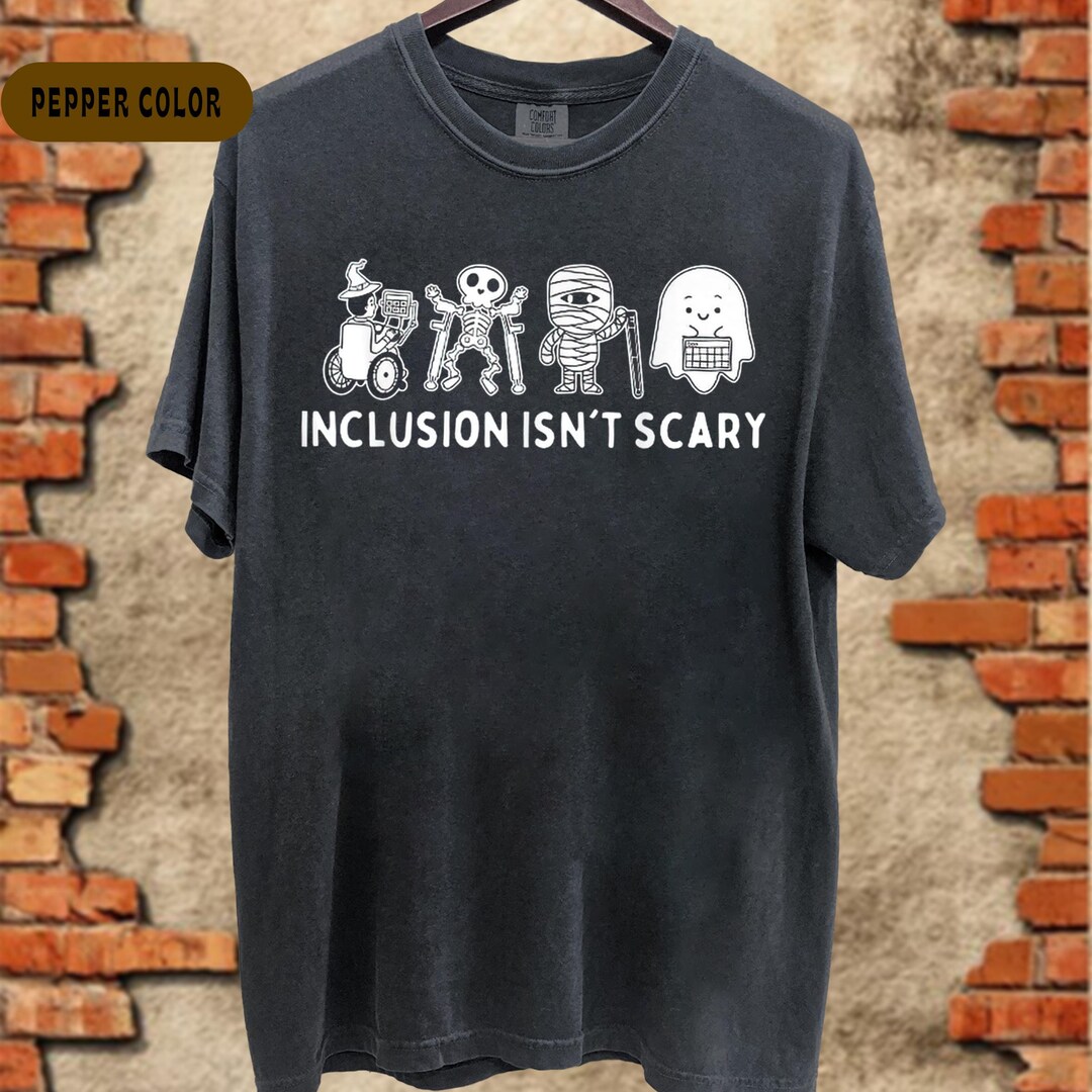Inclusion Isn't Scary Teacher Skeleton Ghost Cute Halloween Shirt - Etsy