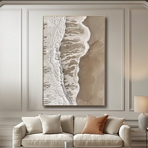 Origineel Ocean Beach Schilderij. 3D Getextureerde Muur Kunst. Wabi-sabi Kunst Aan De Muur ...