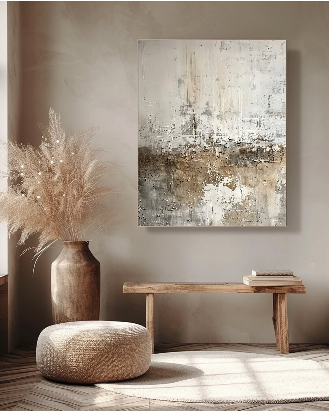 3D Bruin Abstract Schilderij Op Doek, Bruin & Beige Muurkunst, Bruin Getextureerde Canvas Kunst ...