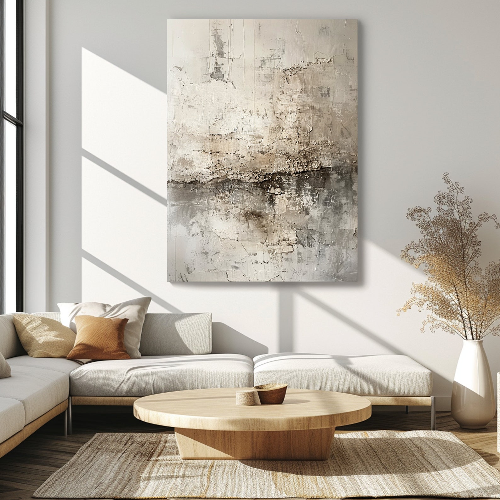 3D Texture Bruin Zwart Abstract Schilderij Op Doek, Bruin & Beige Muurkunst, Bruin Getextureerde ...