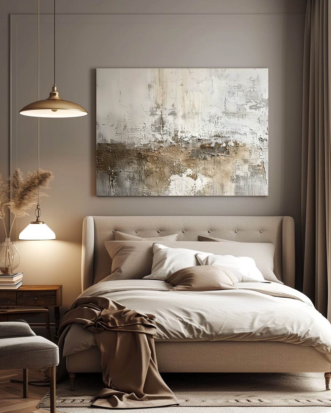 3D Bruin Abstract Schilderij Op Doek, Bruin & Beige Muurkunst, Bruin Getextureerde Canvas Kunst ...