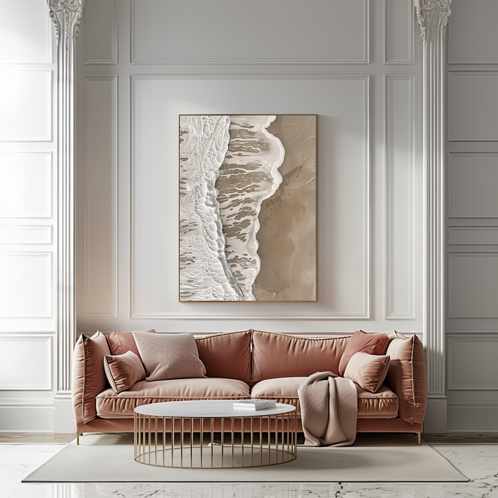 Origineel Ocean Beach Schilderij. 3D Getextureerde Muur Kunst. Wabi-sabi Kunst Aan De Muur ...