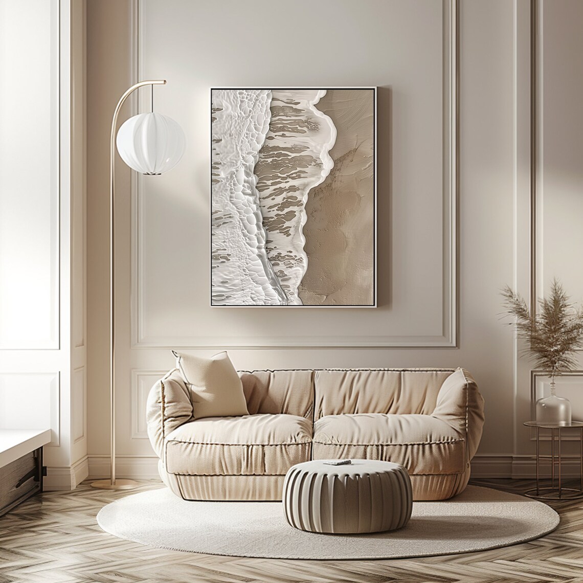 Origineel Ocean Beach Schilderij. 3D Getextureerde Muur Kunst. Wabi-sabi Kunst Aan De Muur ...