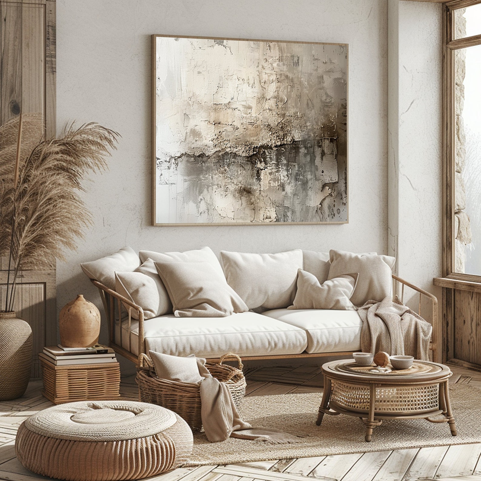 3D Texture Bruin Zwart Abstract Schilderij Op Doek, Bruin & Beige Muurkunst, Bruin Getextureerde ...